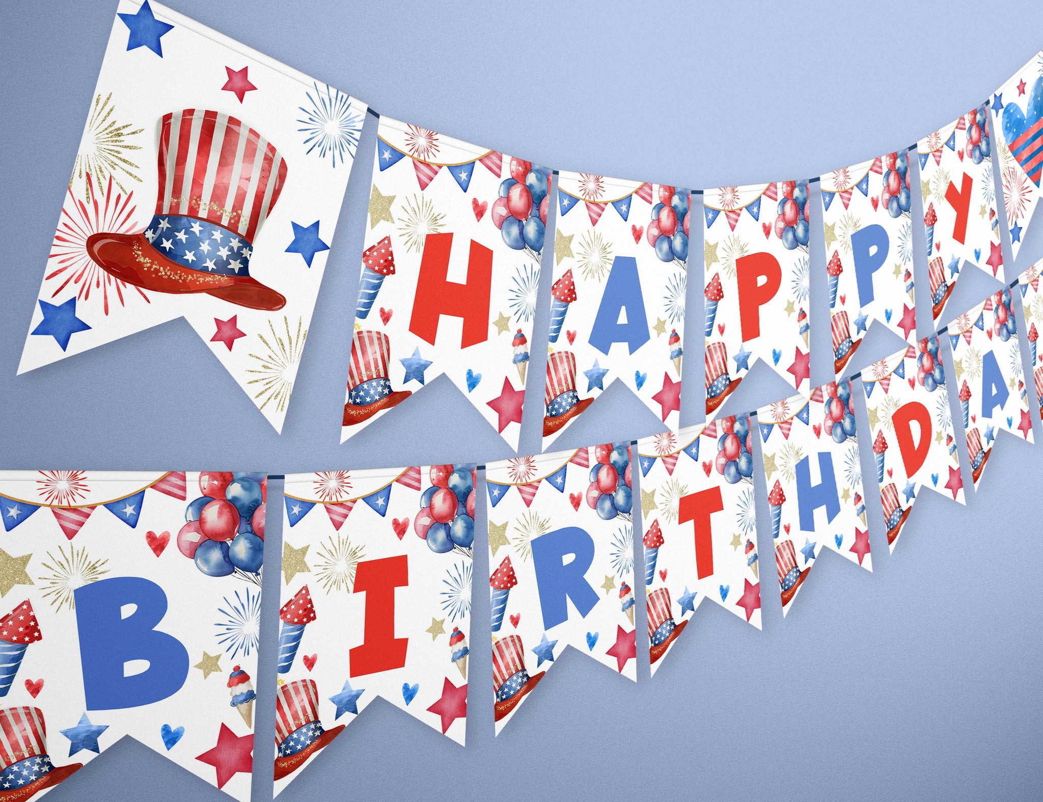 4th of July Birthday Bunting Banners - Instant Download – Mama Life ...