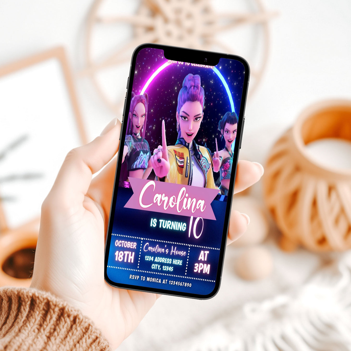 Kpop Demon Hunters Huntrix Digital Invitation | Editable Party Template ...