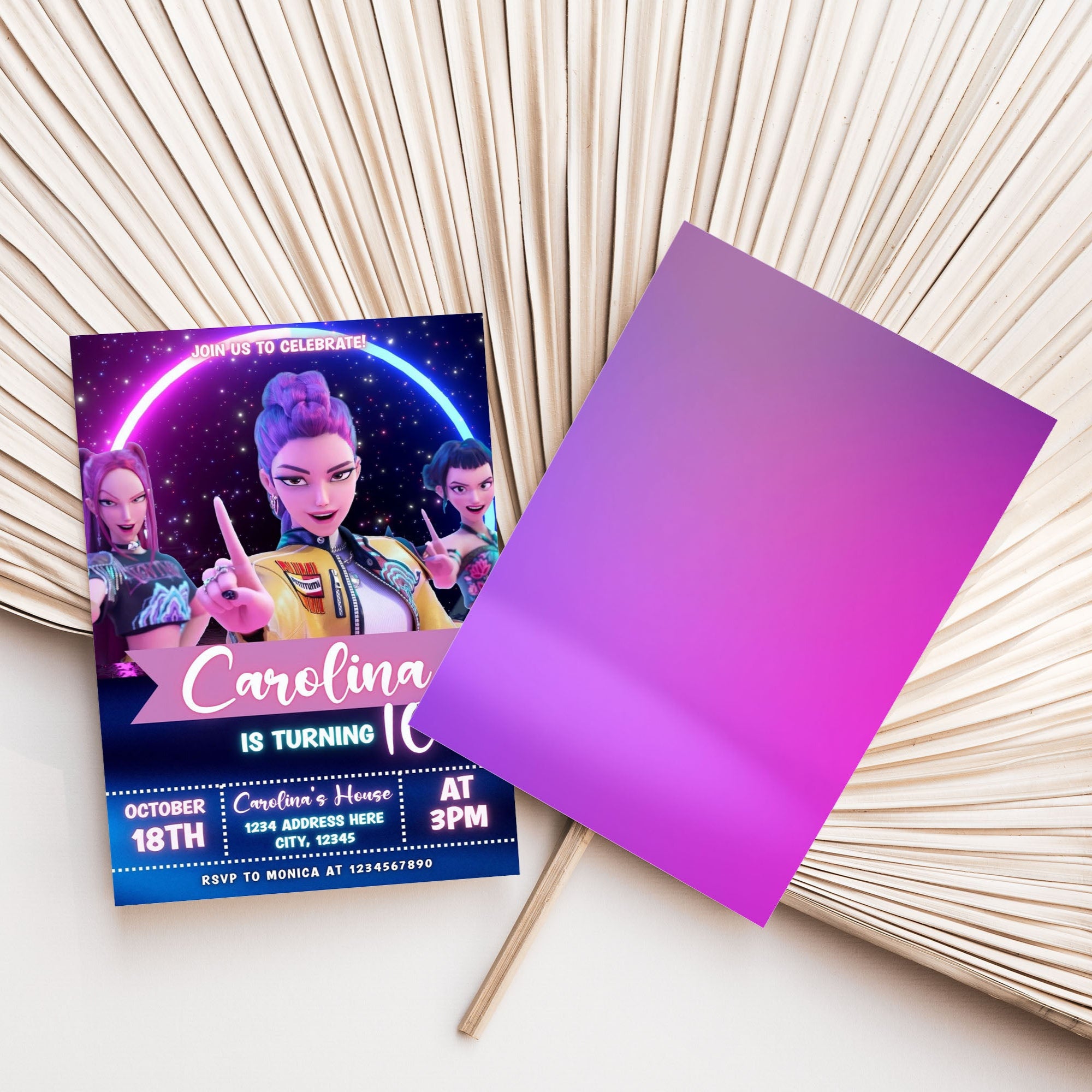 Kpop Demon Hunters Huntrix Digital Invitation | Editable Party Template ...