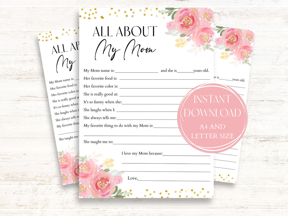 Printable “All About My Mom” | Mother’s Day Activity for Kids – Mama ...