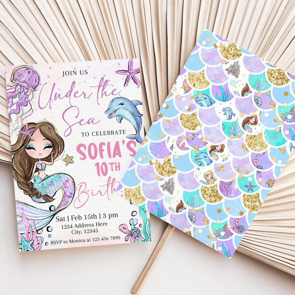 Editable Mermaid Invitation Template – Mama Life Printables
