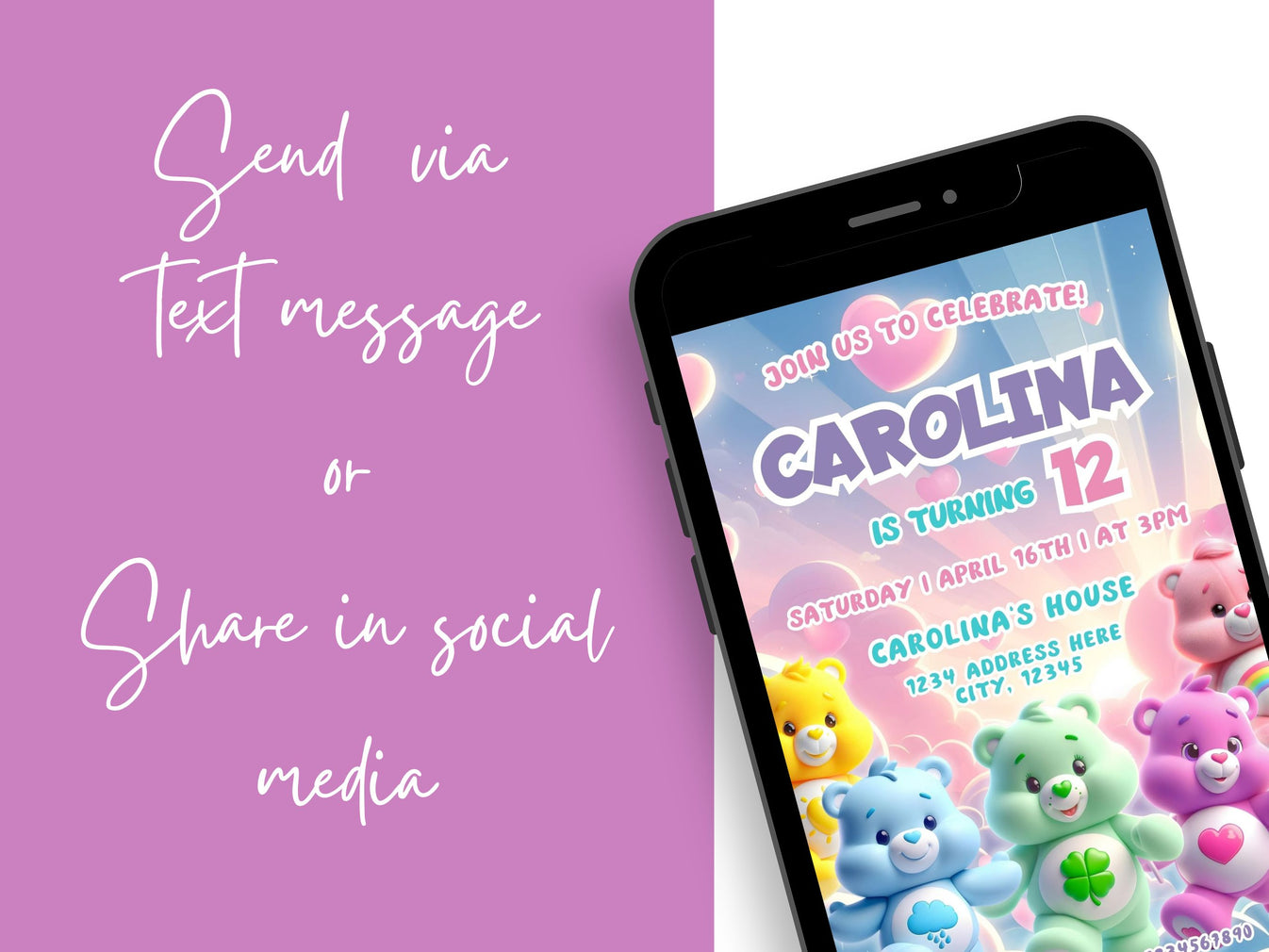 Editable Care Bears Birthday Invitation – Mama Life Printables