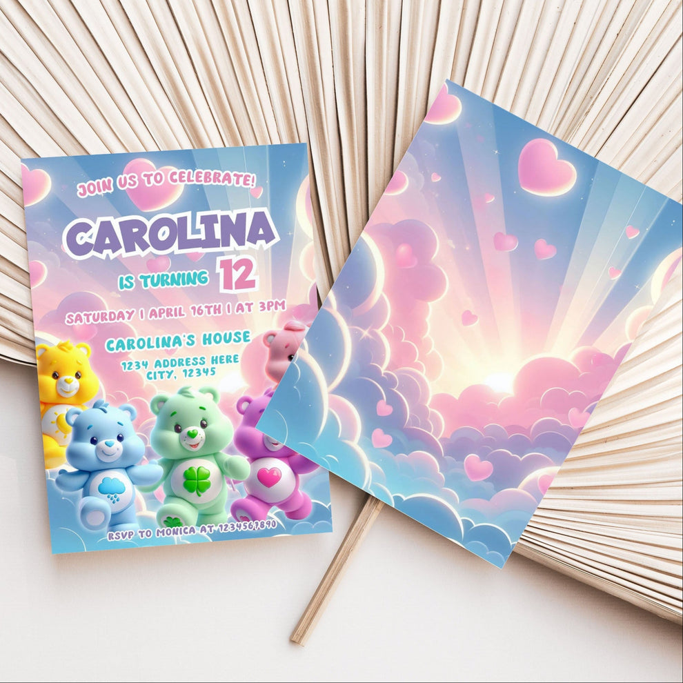 Editable Care Bears Birthday Invitation – Mama Life Printables