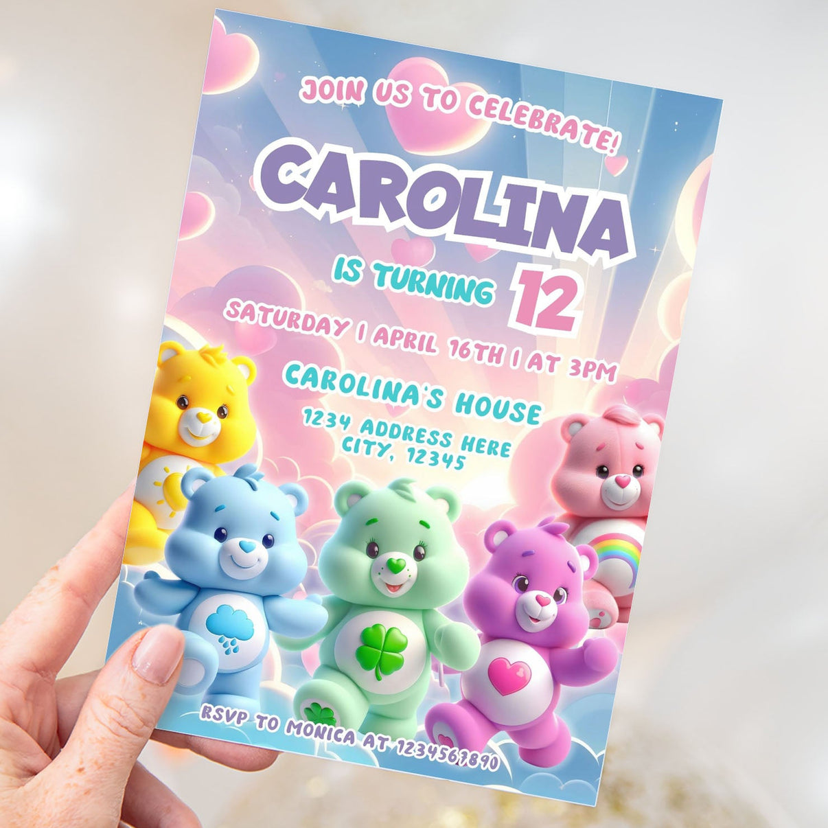 Editable Care Bears Birthday Invitation – Mama Life Printables