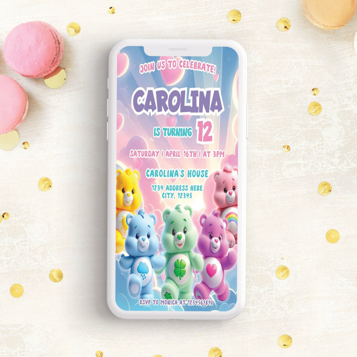 Editable Care Bears Birthday Invitation – Mama Life Printables