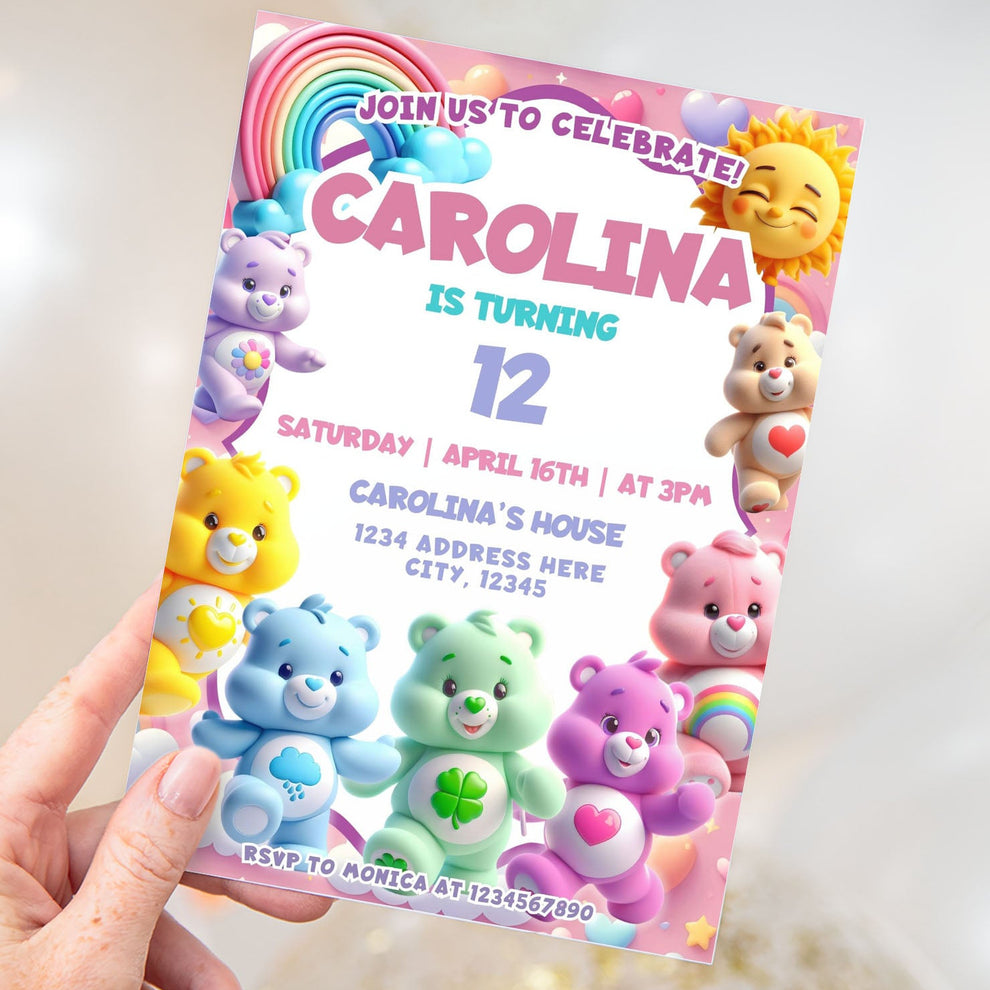 Editable Care Bears Birthday Invitation – Mama Life Printables