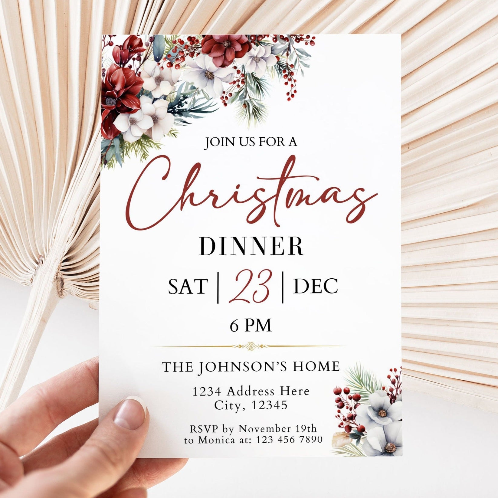 Christmas Dinner Invite Canva Template – Mama Life Printables