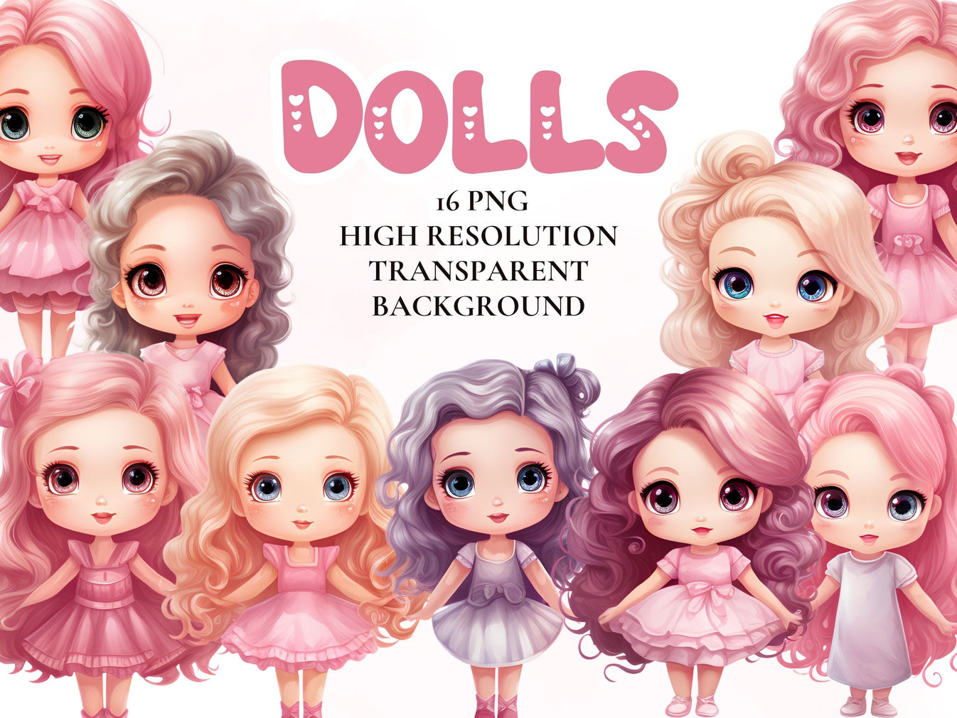 Cute Dolls PNG Clip Arts Set – Mama Life Printables