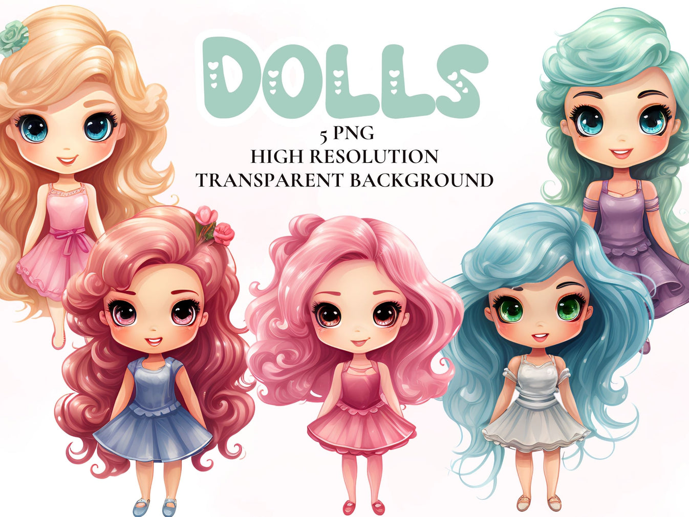 Cute Dolls Vector PNG Clip Arts Set – Mama Life Printables