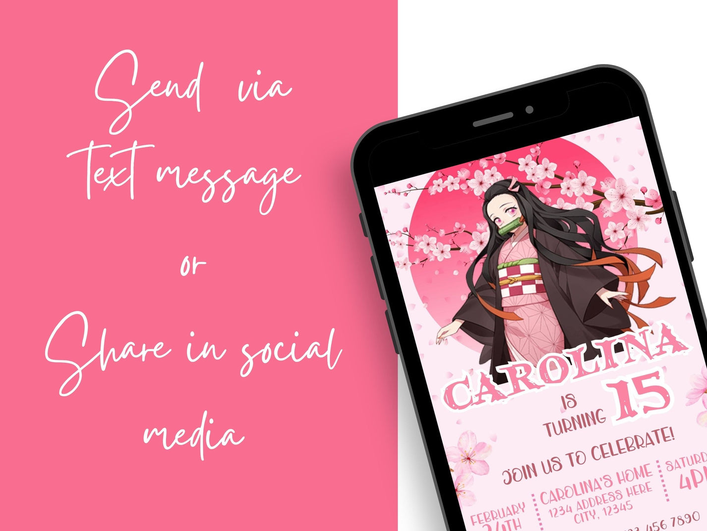 Nezuko Birthday Invitation Template – Mama Life Printables