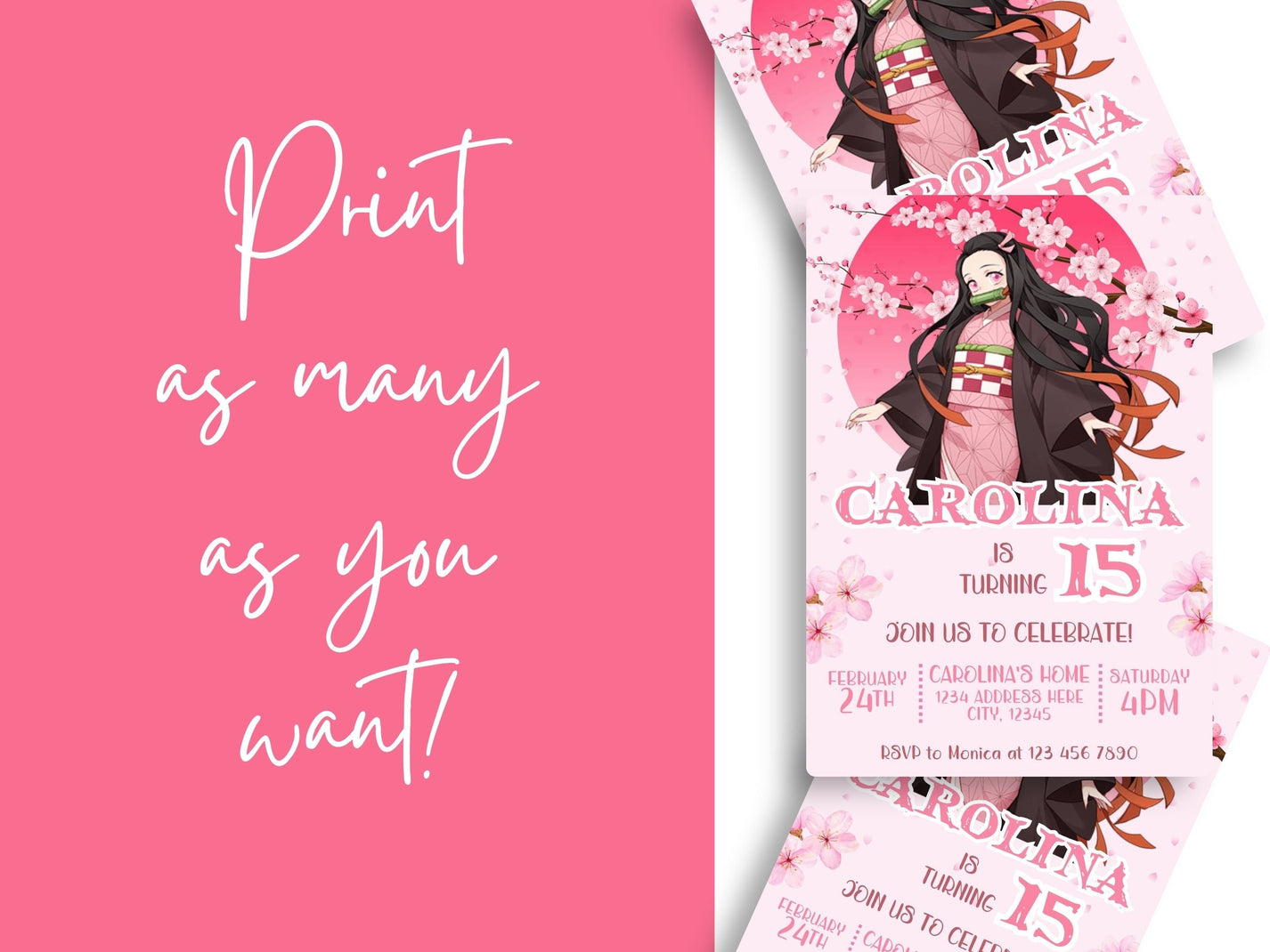 Nezuko Birthday Invitation Template – Mama Life Printables