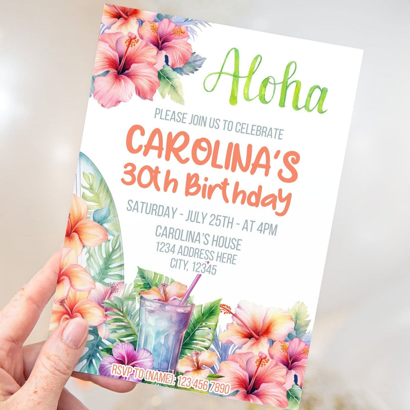 Hawaiian 30th Birthday Invitation – Mama Life Printables
