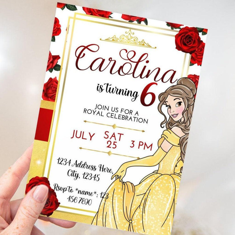 Princess Belle Birthday Invitation – Mama Life Printables