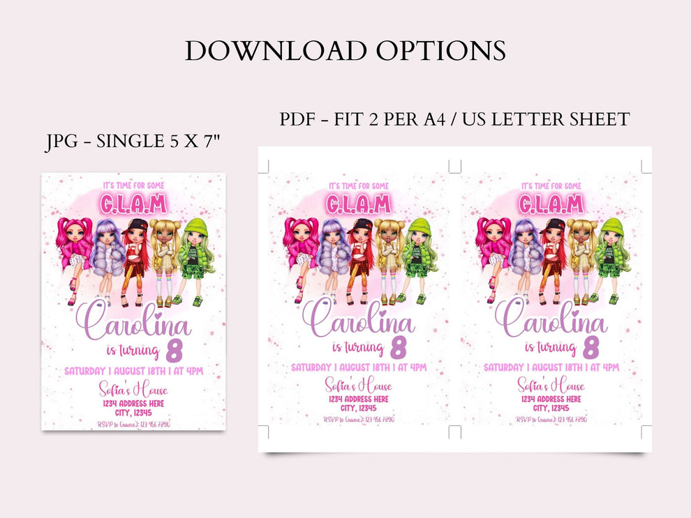 Rainbow High Party Invitation – Mama Life Printables