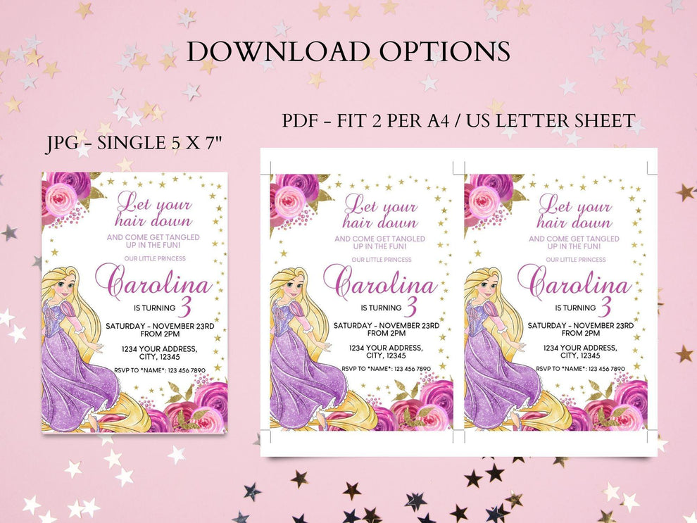 Rapunzel Birthday Invitation – Mama Life Printables