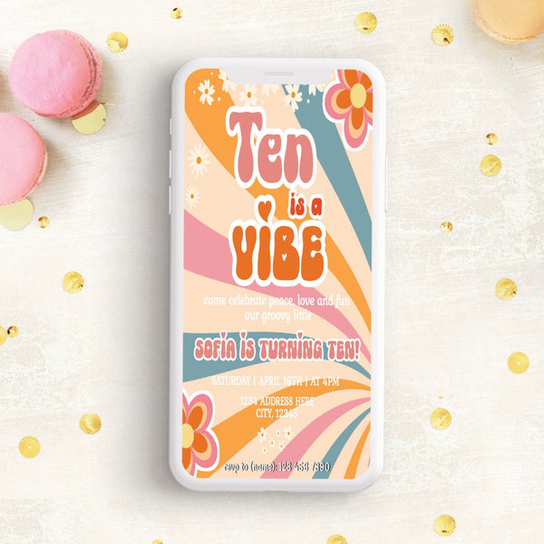 Groovy 10th Birthday Invitation Template – Mama Life Printables