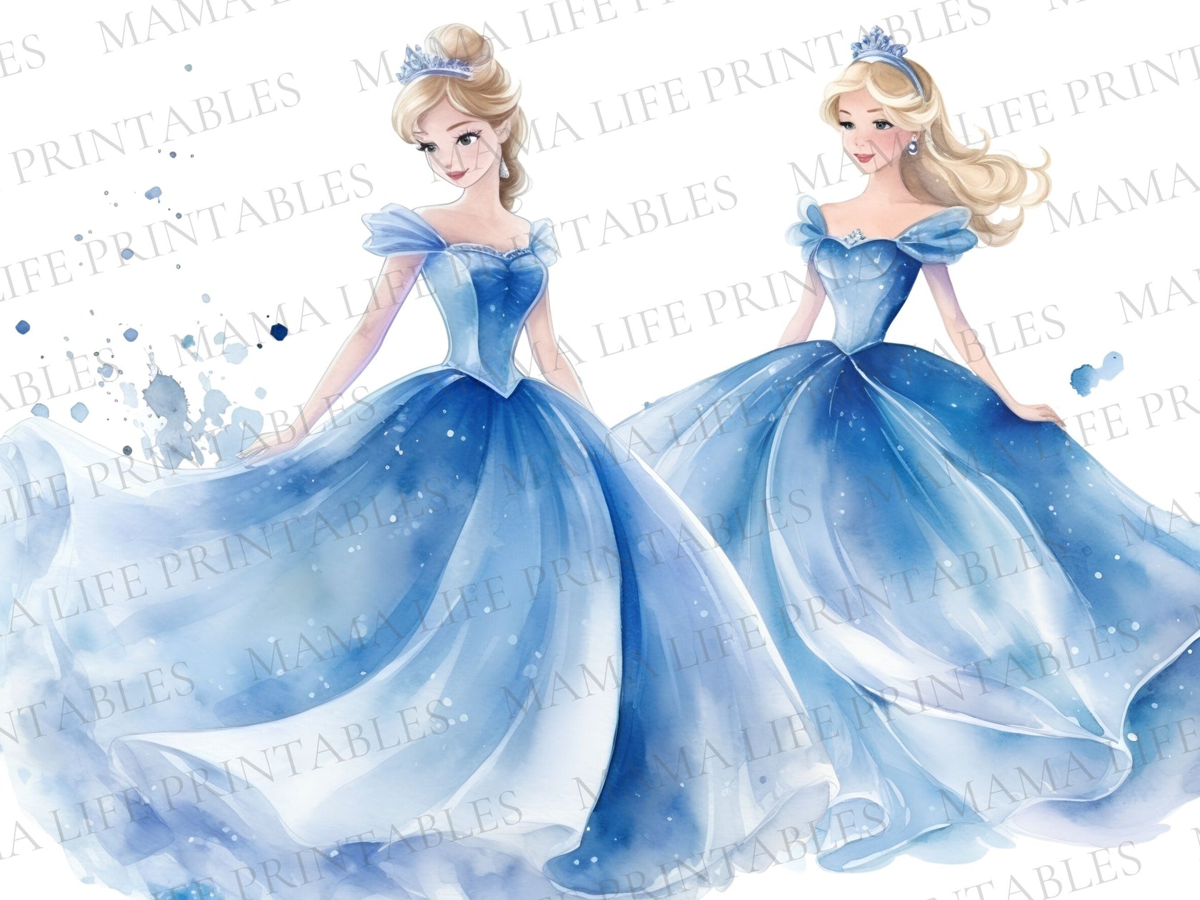 Watercolor Cinderella PNG Clip Arts – Mama Life Printables