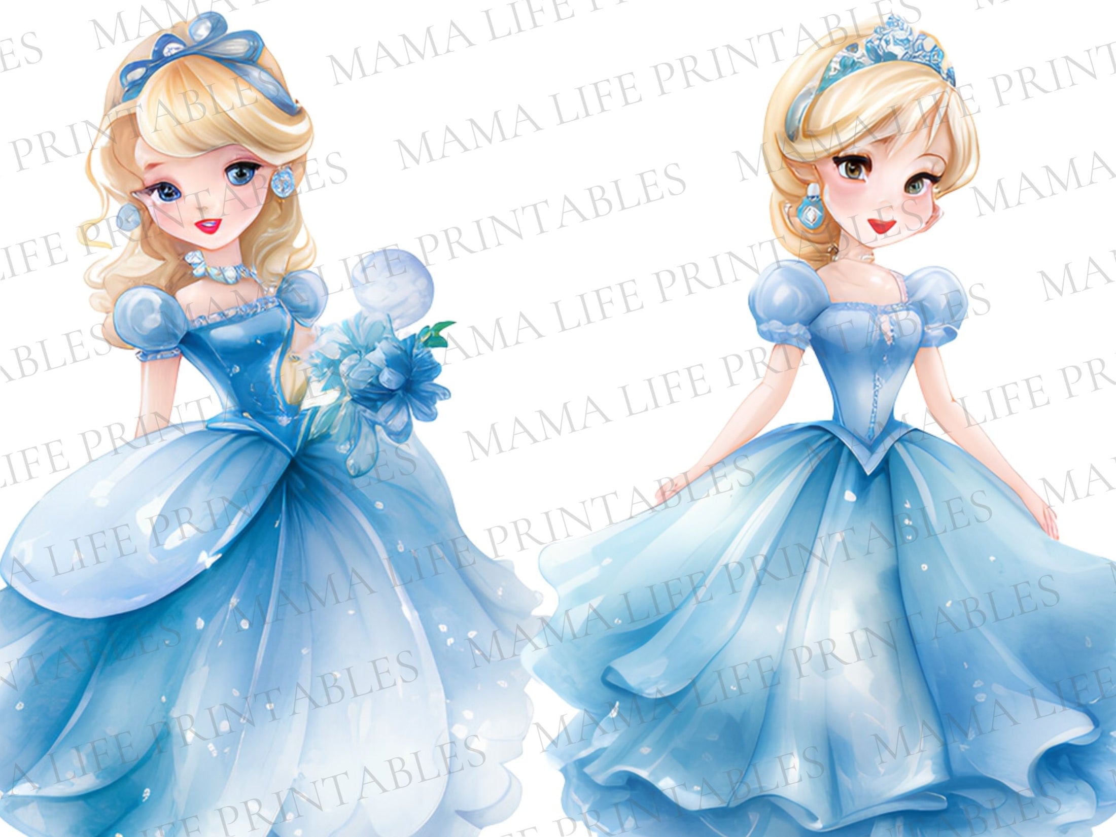 Cute Watercolor Cinderella PNG – Mama Life Printables