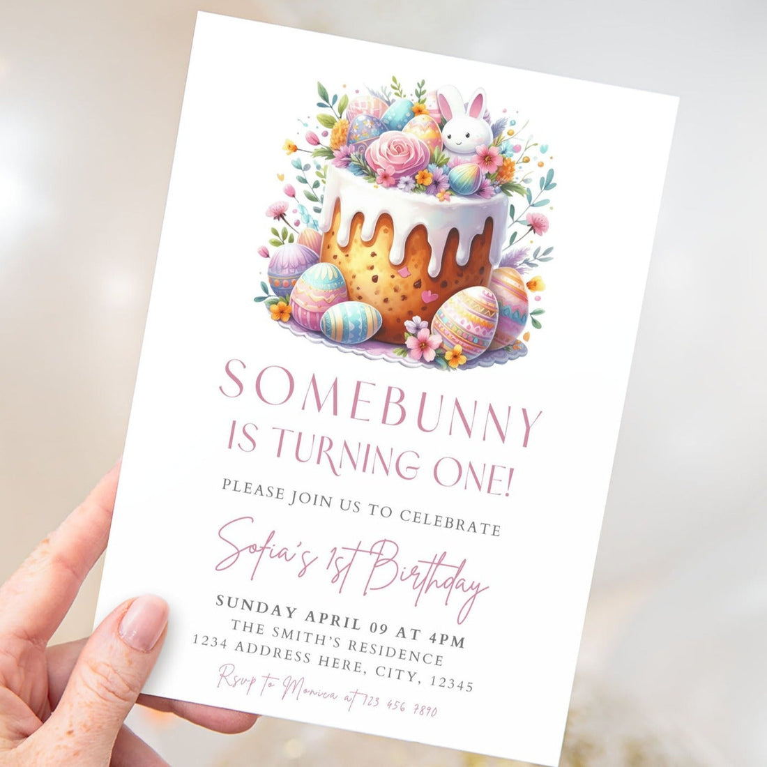 Easter 1st Birthday Invitation Template – Mama Life Printables