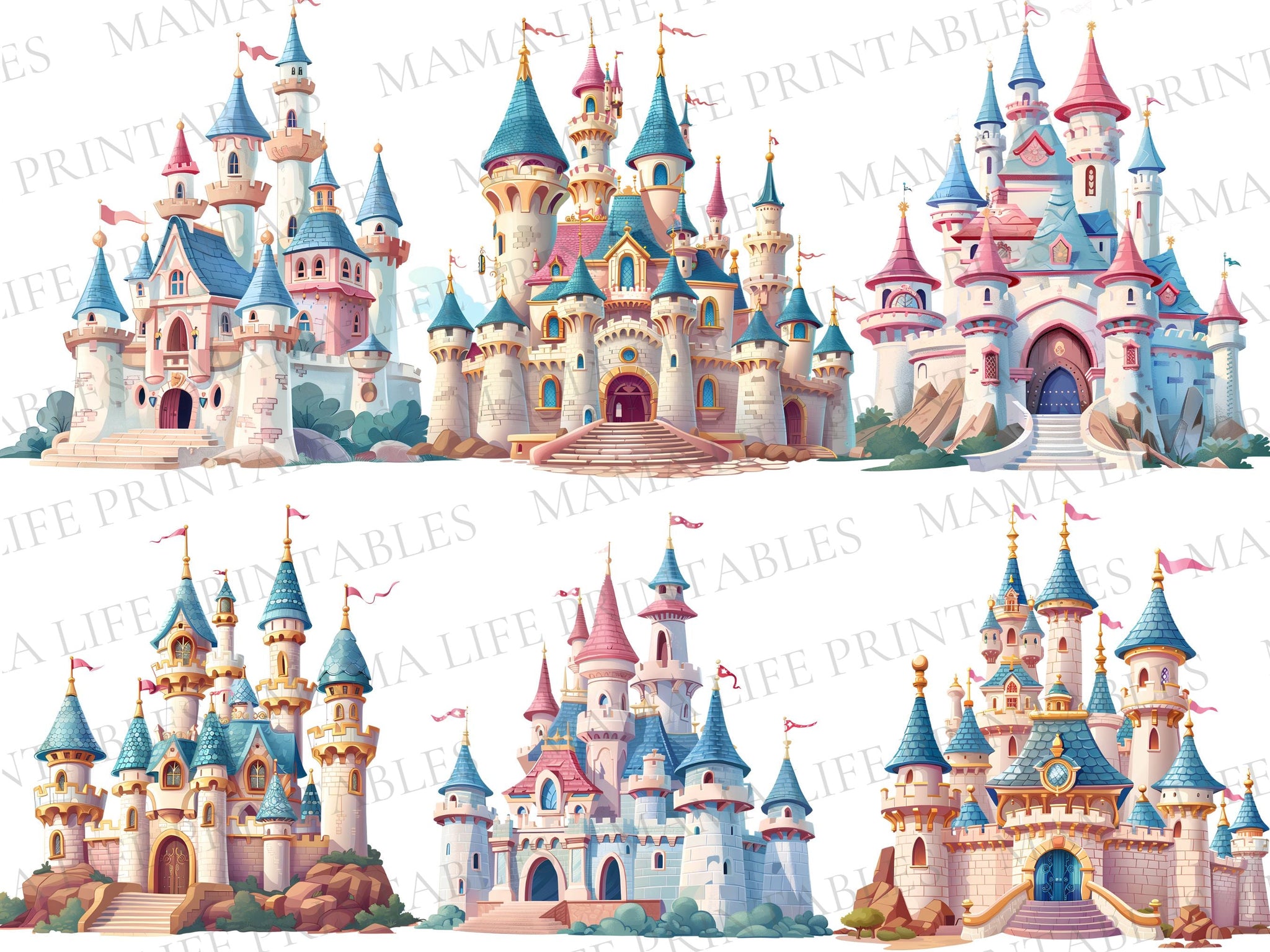 Fairy Tales Castles PNG Cliparts – Mama Life Printables