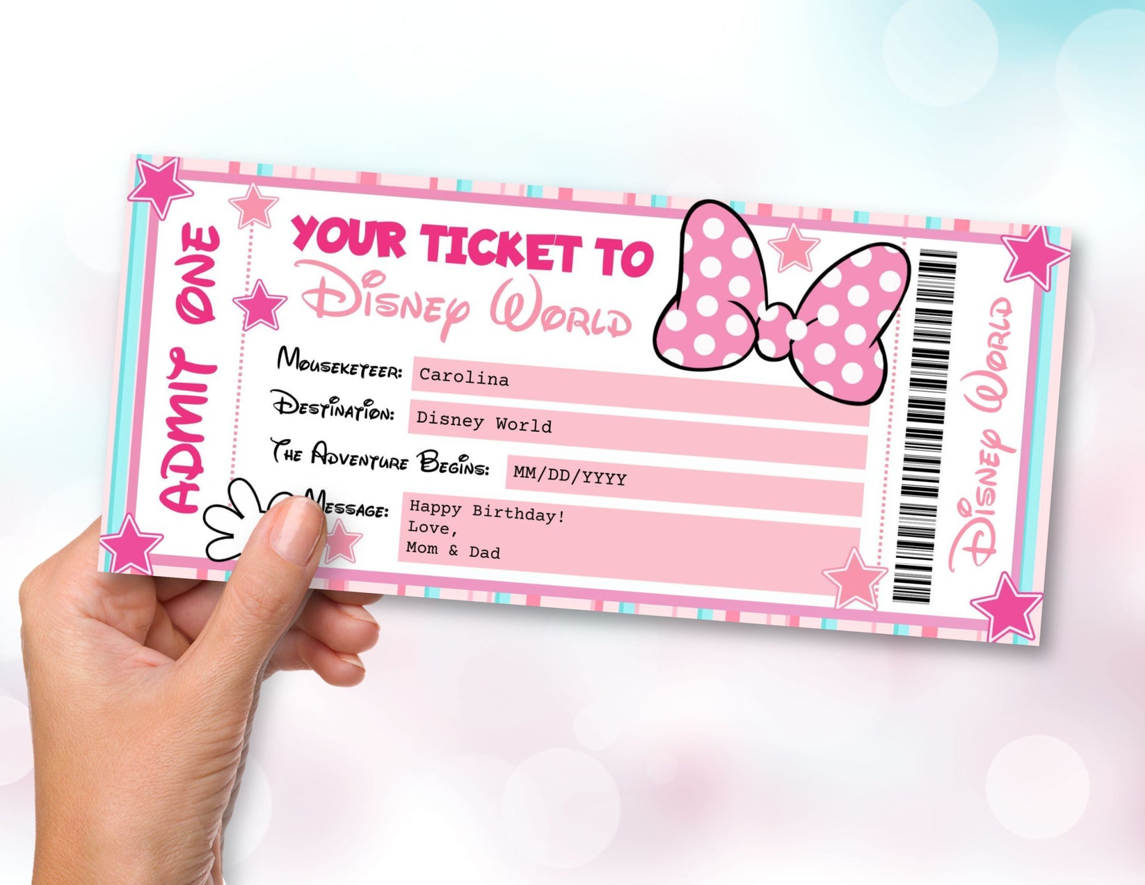 Disney Surprise Gift Ticket Template – Mama Life Printables