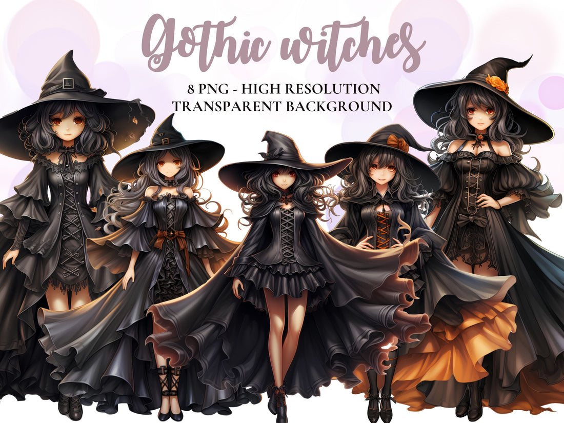 Gothic Witches PNG Cliparts – Mama Life Printables