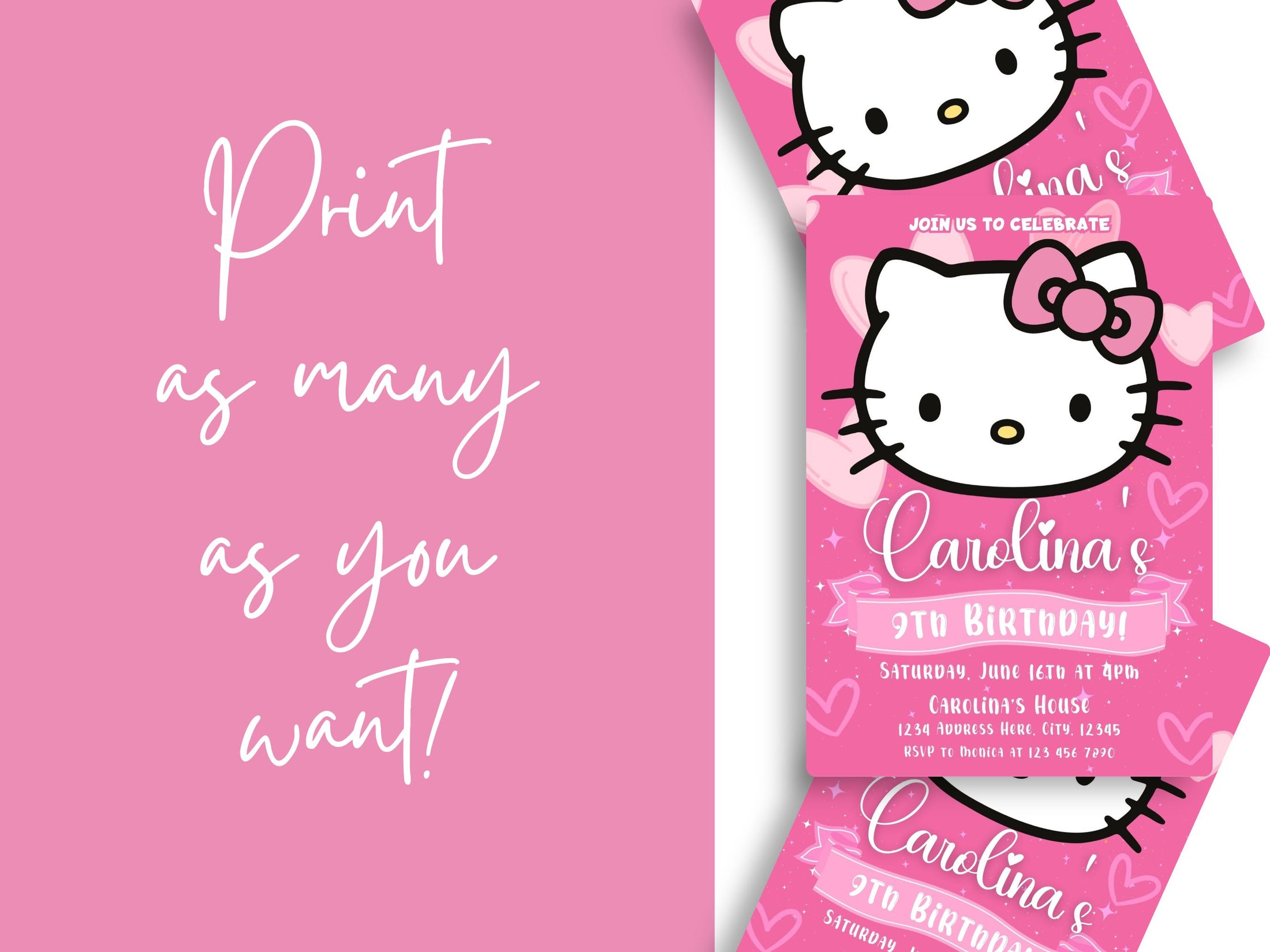 Hello Kitty Birthday Invitation | Customizable with Canva – Mama Life ...