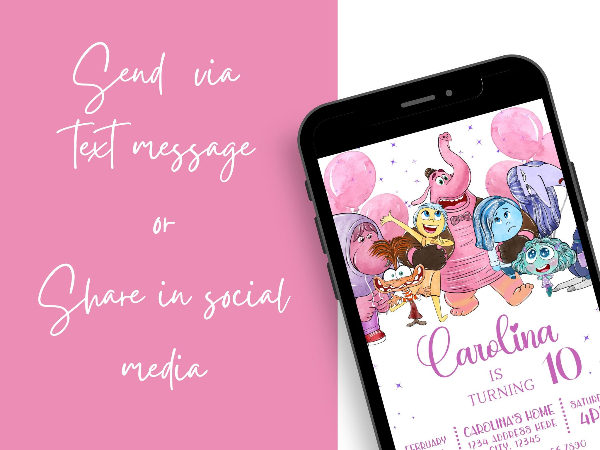 Inside Out Birthday Invitation Template | Editable in Canva – Mama Life ...