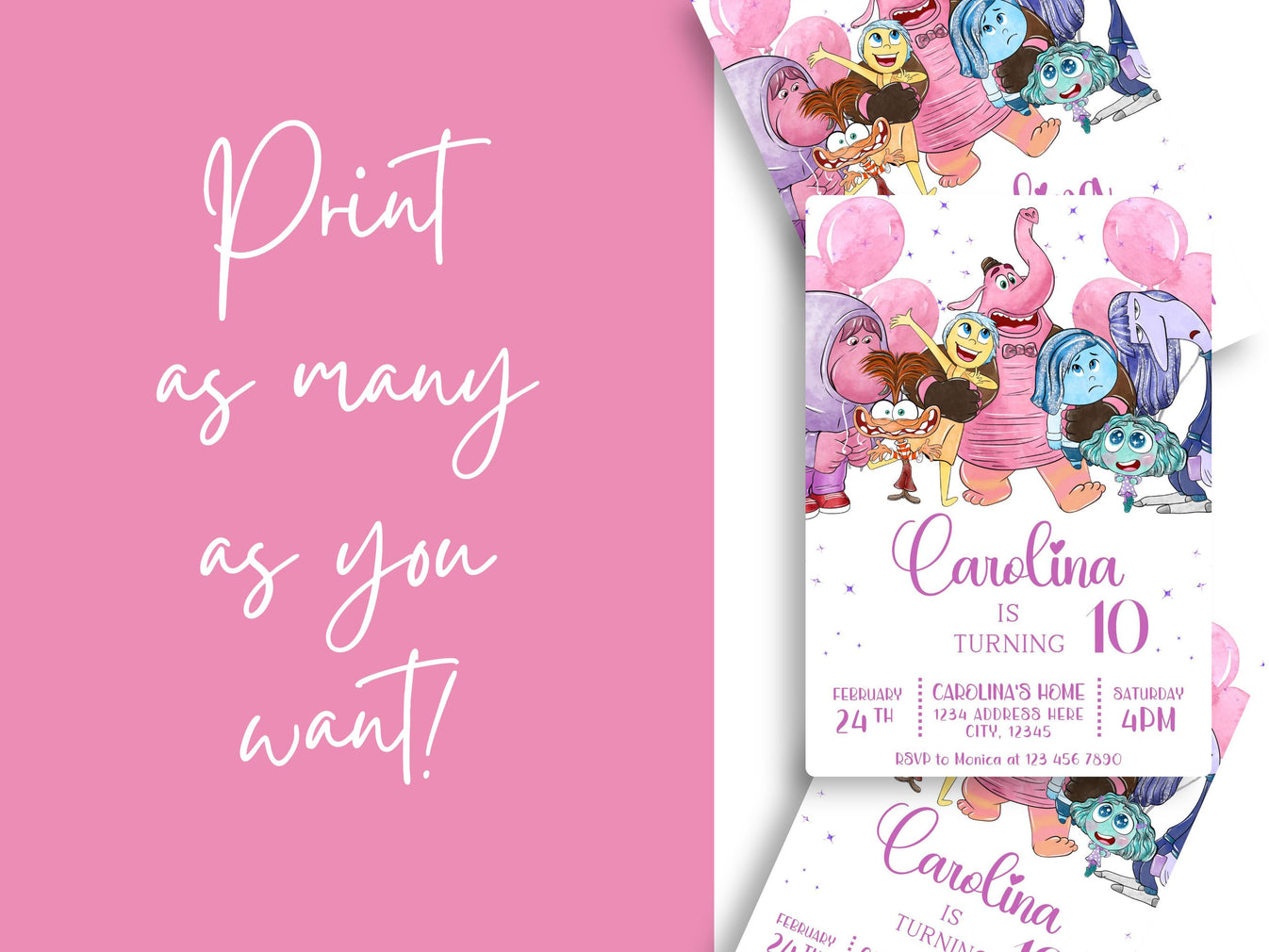 Inside Out Birthday Invitation Template | Editable in Canva – Mama Life ...