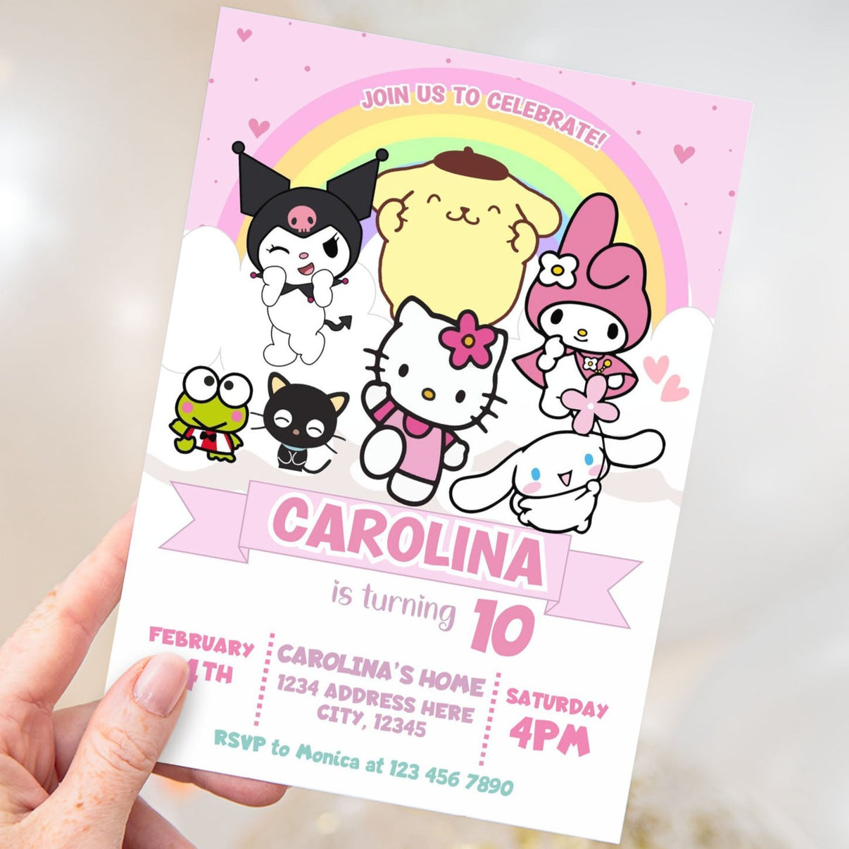 Kitty & Friends Birthday Invitation Template – Mama Life Printables