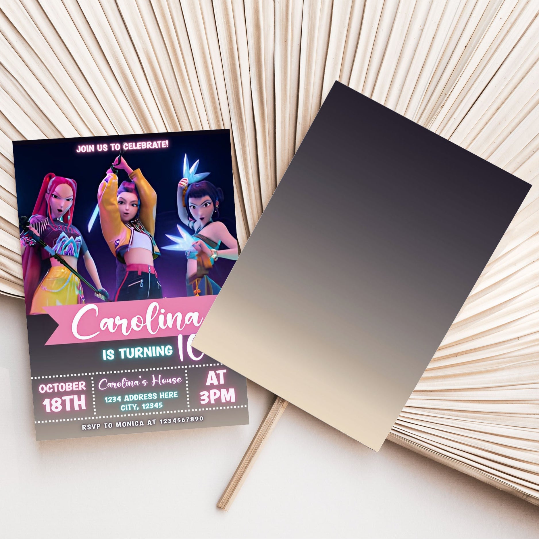 Kpop Demon Hunters Birthday Invitation – Trendy Anime Party Template ...