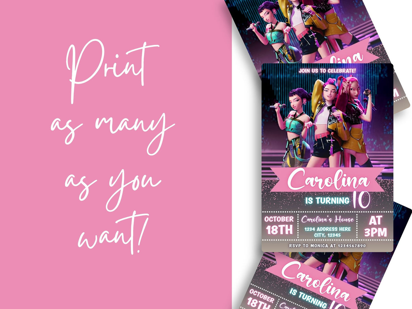 Kpop Demon Hunters Birthday Invitation Today | Instant Download! – Mama ...
