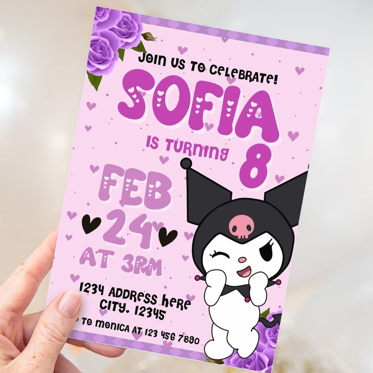 Plantilla de invitación de cumpleaños de Kuromi – Mama Life Printables