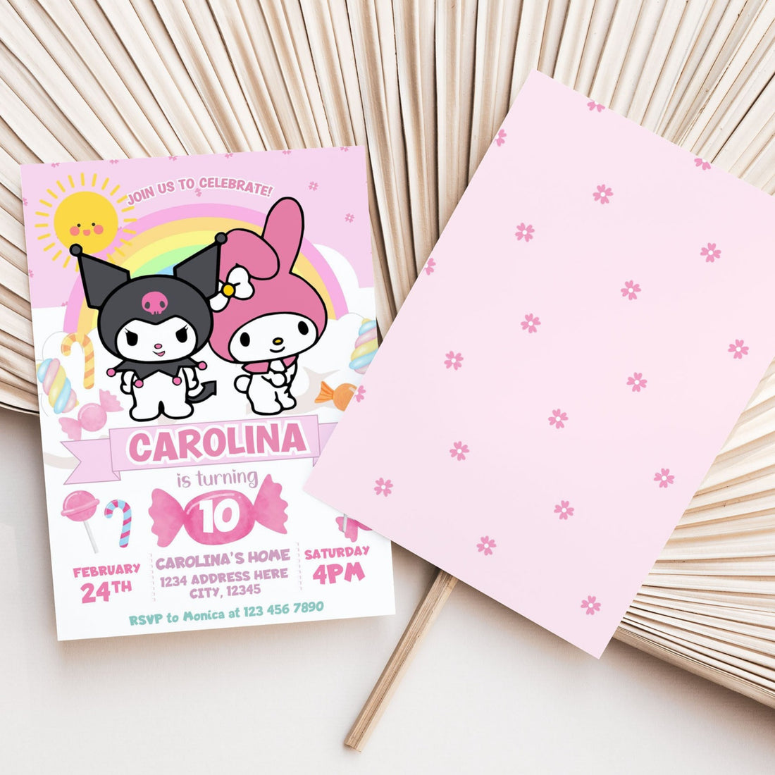 Melody & Kuromi Birthday Invitation Template – Mama Life Printables