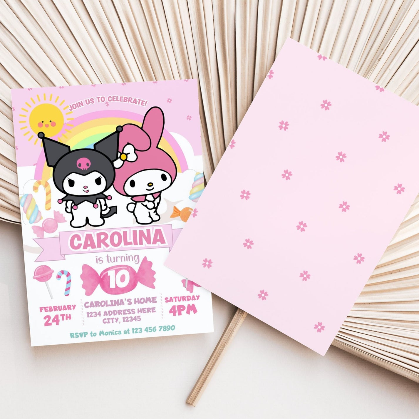 Melody & Kuromi Birthday Invitation Template – Mama Life Printables
