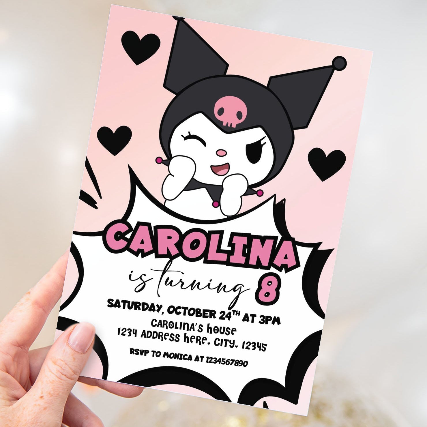 Kuromi Digital Birthday Invitation – Editable Sanrio Party Template ...