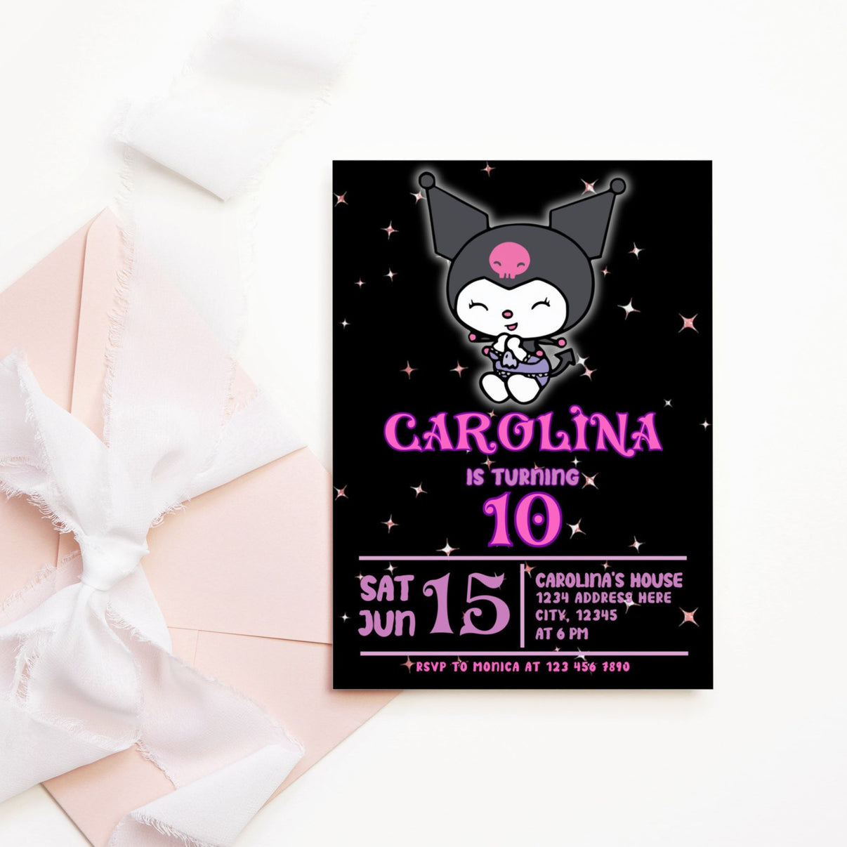 Adorable Kuromi Birthday Invitations – Mama Life Printables