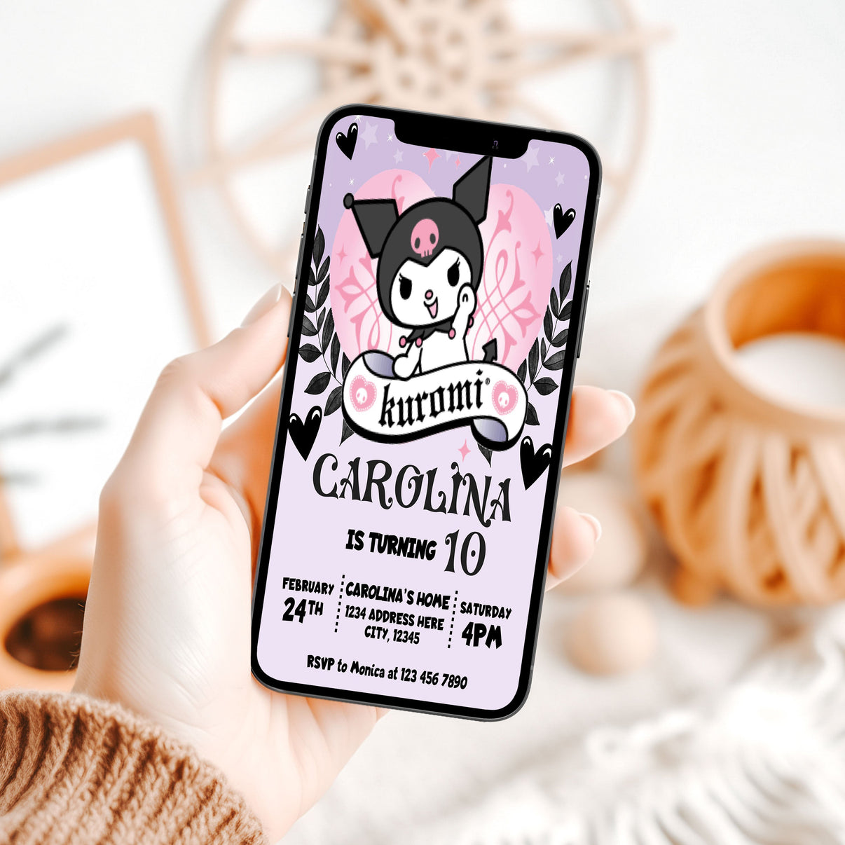 Kuromi Digital Birthday Invitation – Editable Sanrio Party Template ...
