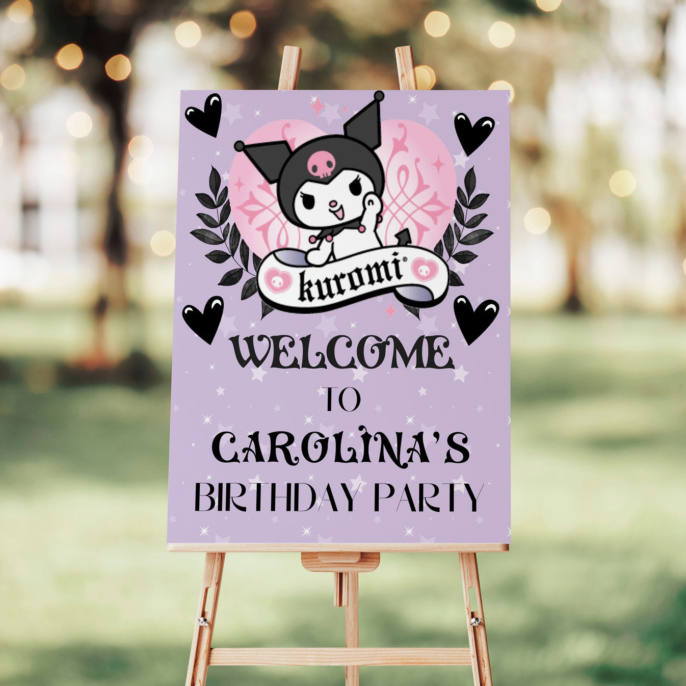 Kuromi Welcome Sign – Editable Party Template – Mama Life Printables