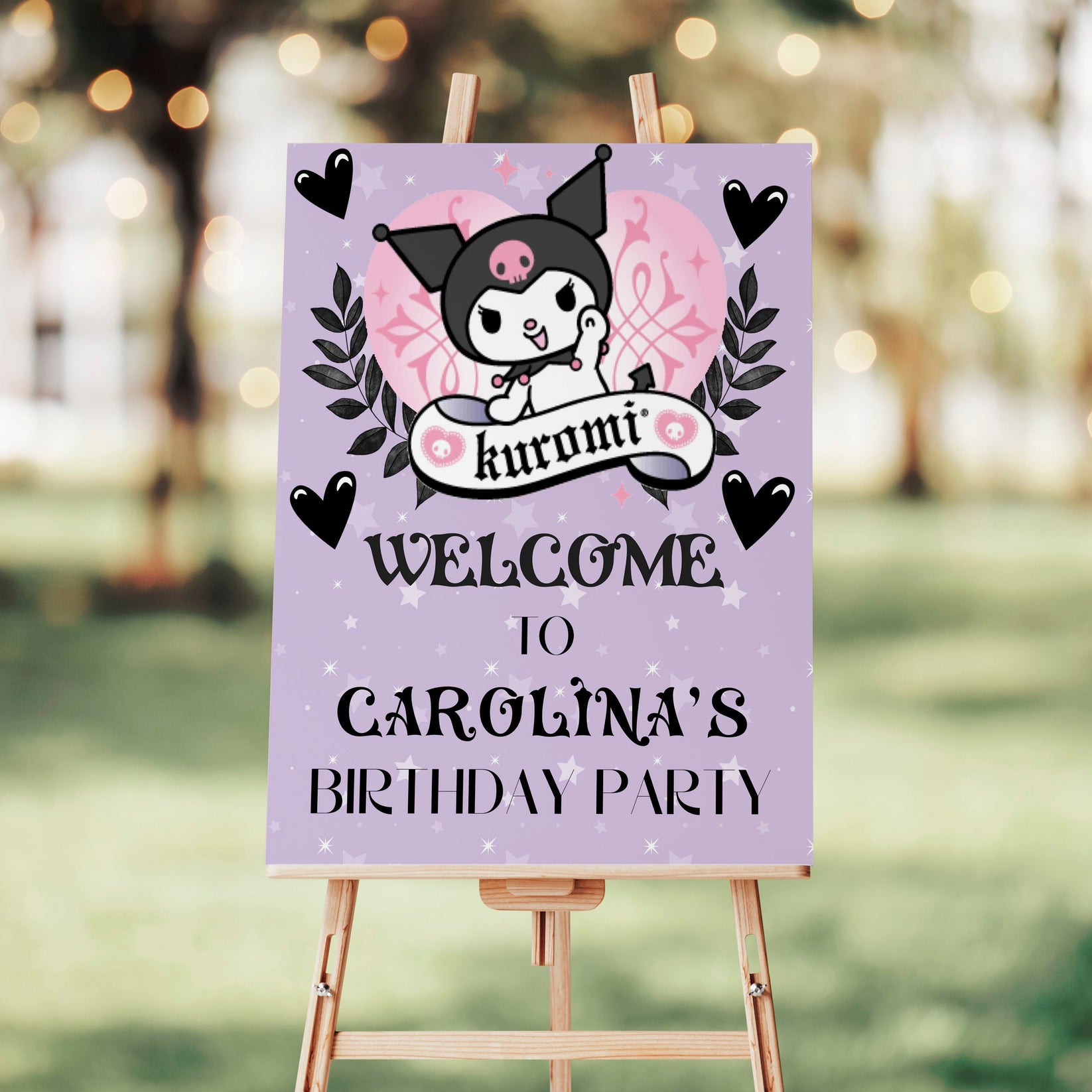 Kuromi Welcome Sign – Editable Party Template – Mama Life Printables