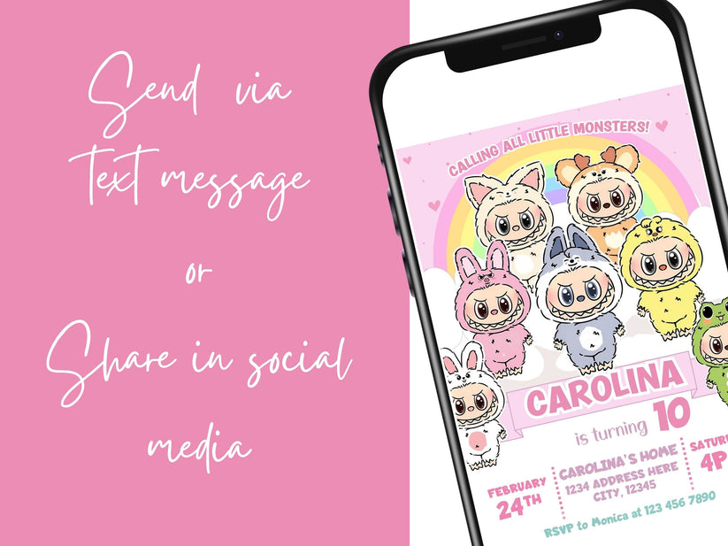 Editable Labubu Invitation Template | Instant Download – Mama Life ...