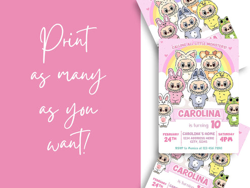 Editable Labubu Invitation Template | Instant Download – Mama Life ...