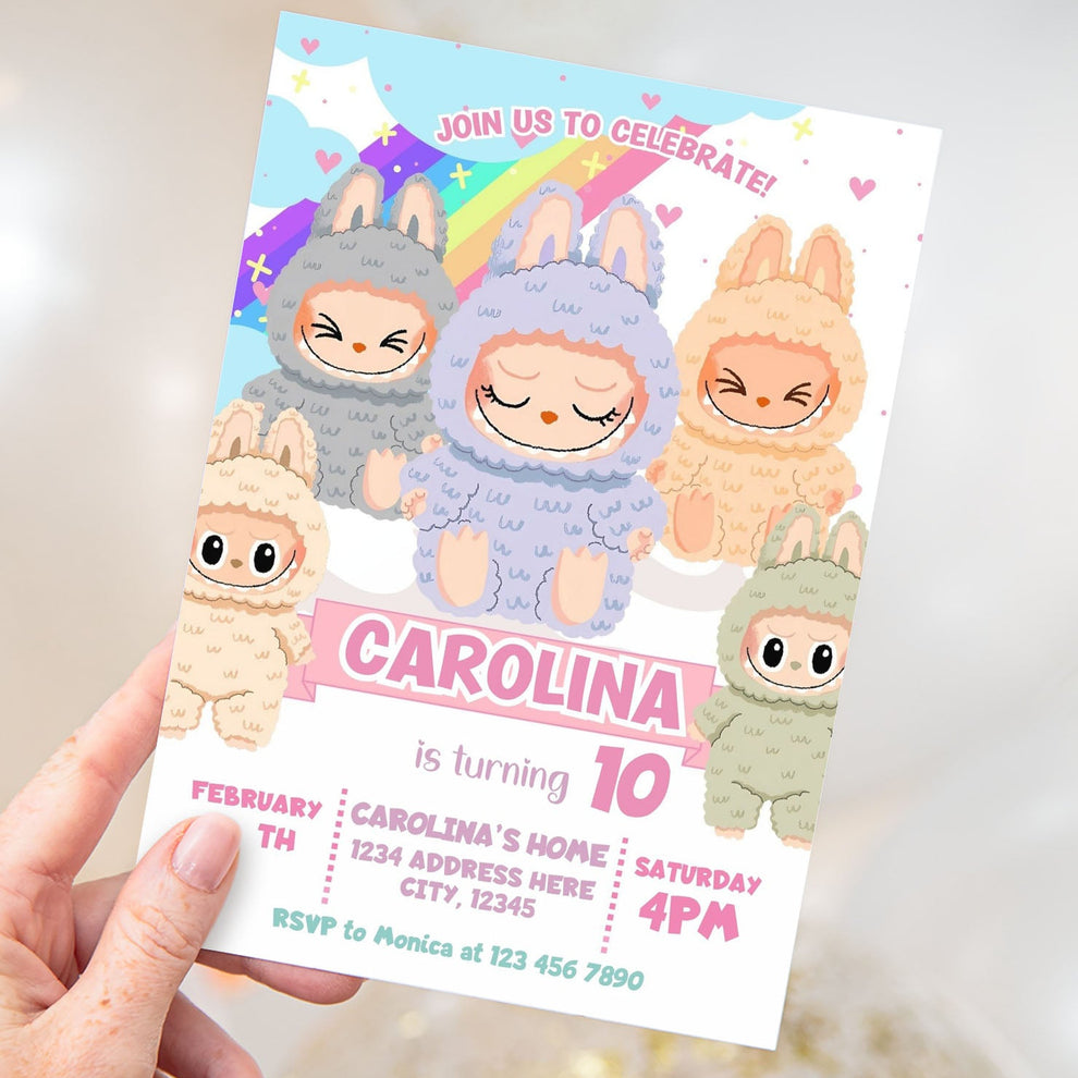Labubu Birthday Invitation Template | Instant Download – Mama Life ...