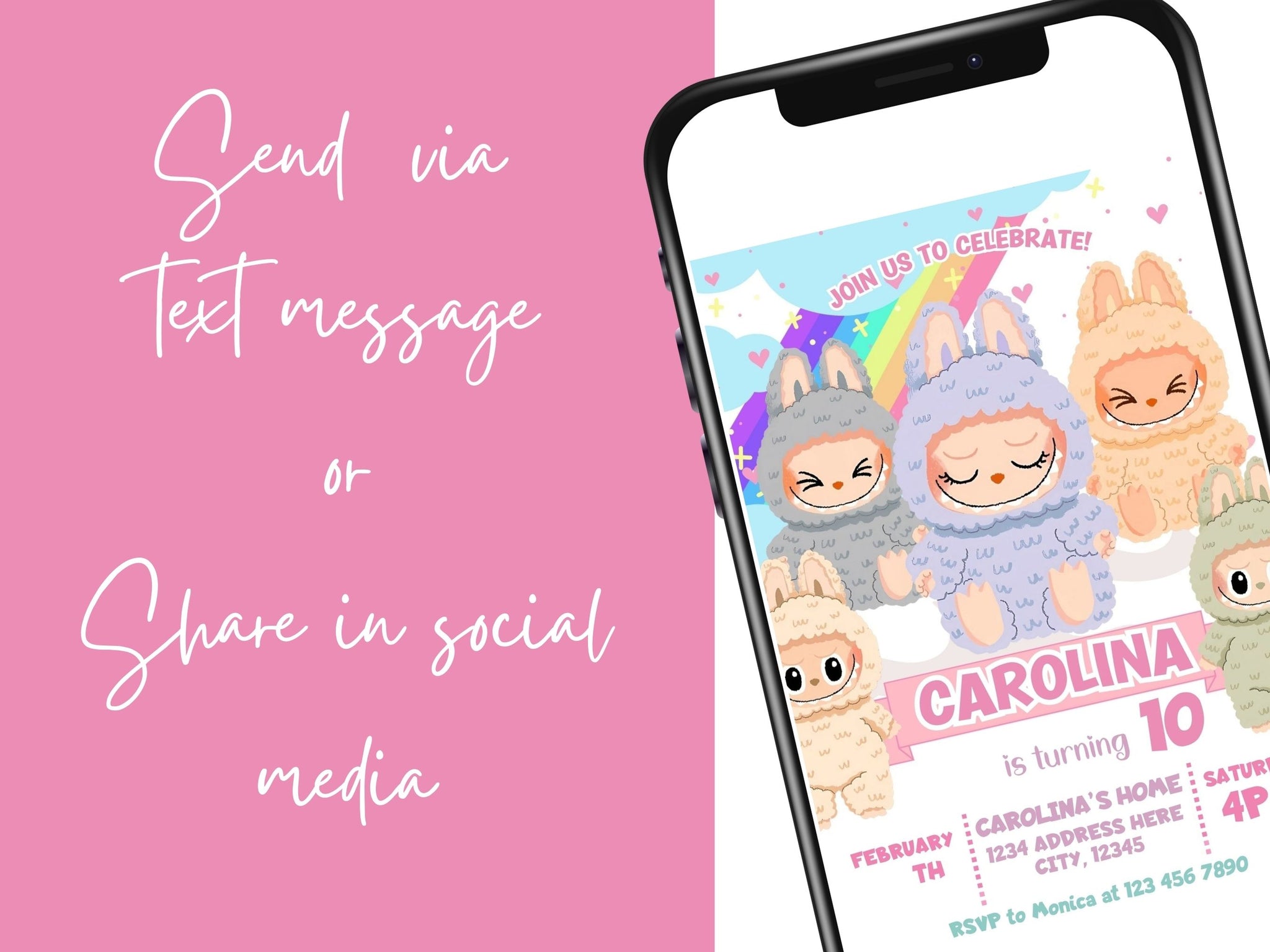 Labubu Birthday Invitation Template | Instant Download – Mama Life ...