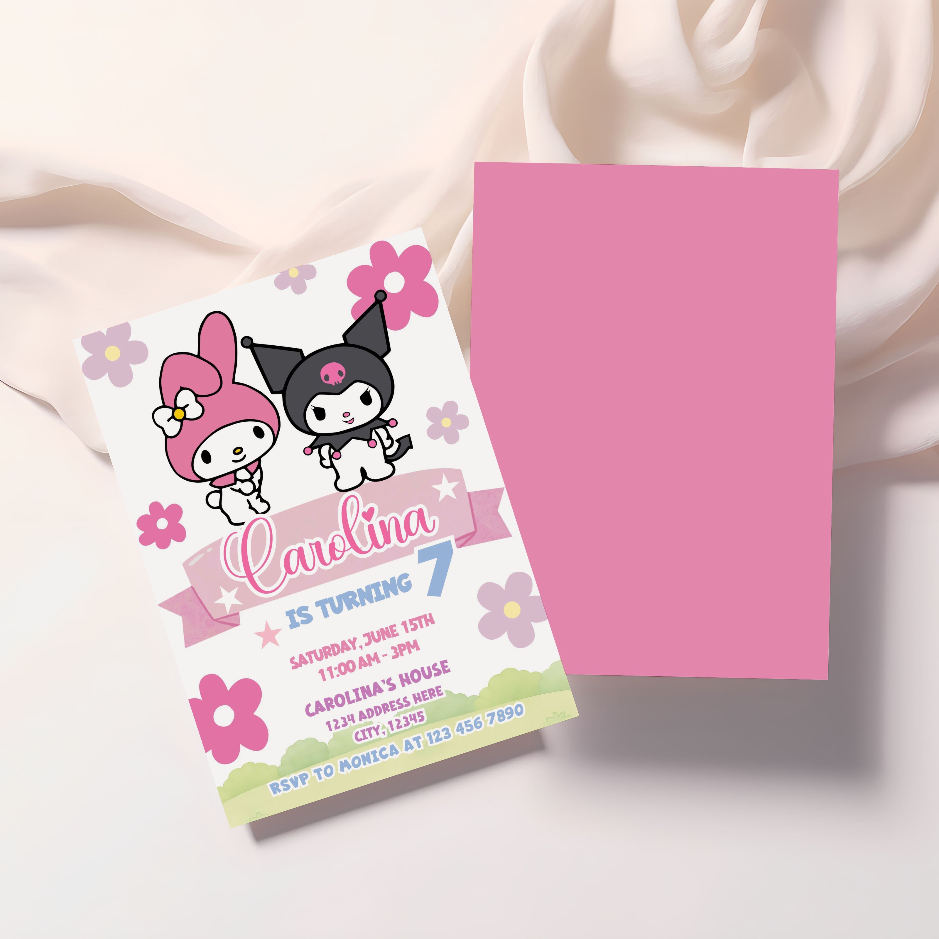 My Melody & Kuromi Digital Invitation | Editable Birthday Template ...