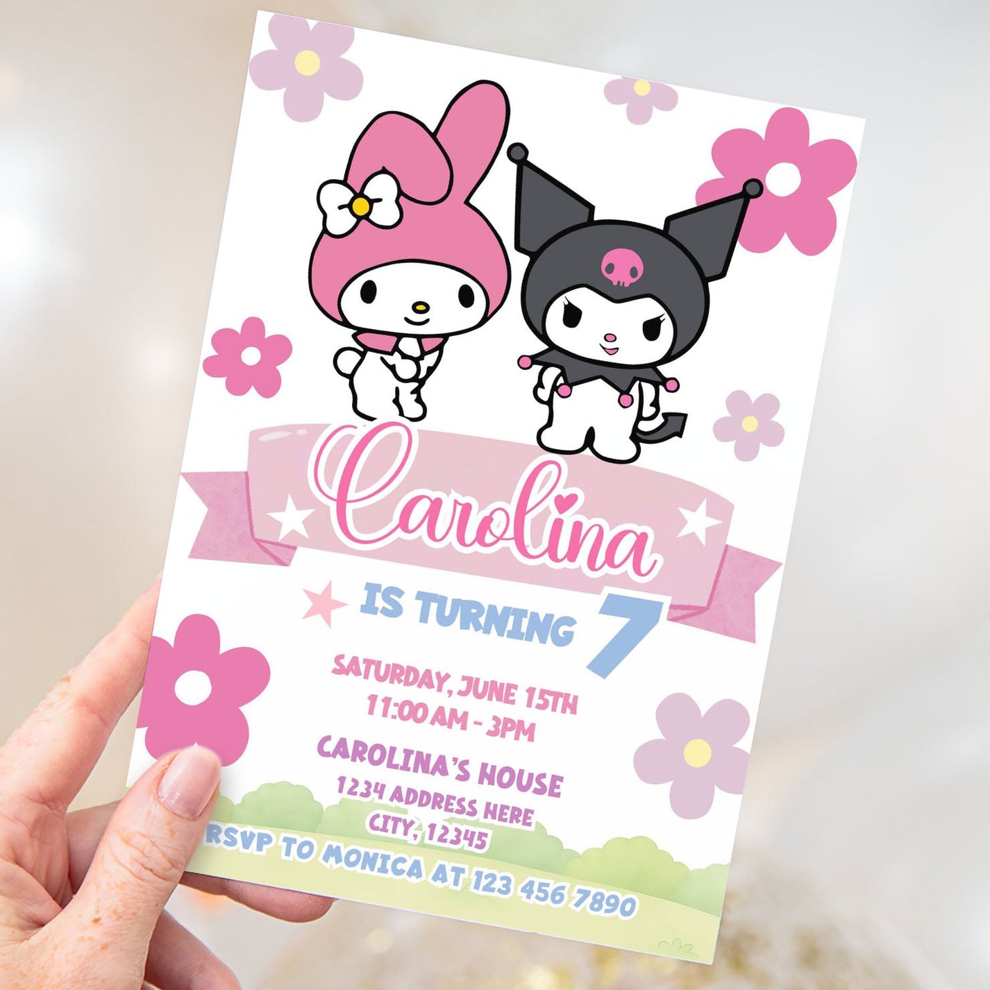 My Melody & Kuromi Digital Invitation | Editable Birthday Template ...