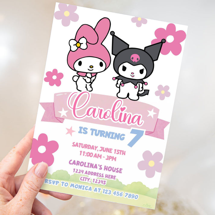 My Melody & Kuromi Digital Invitation | Editable Birthday Template ...
