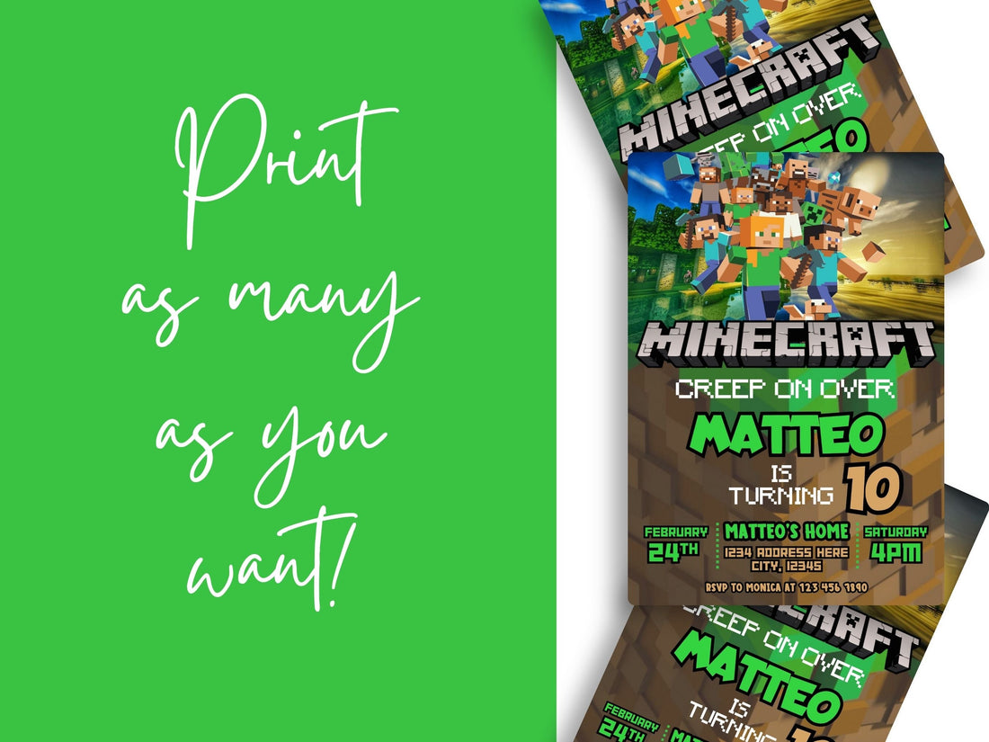 Minecraft Birthday Invitation Template – Mama Life Printables