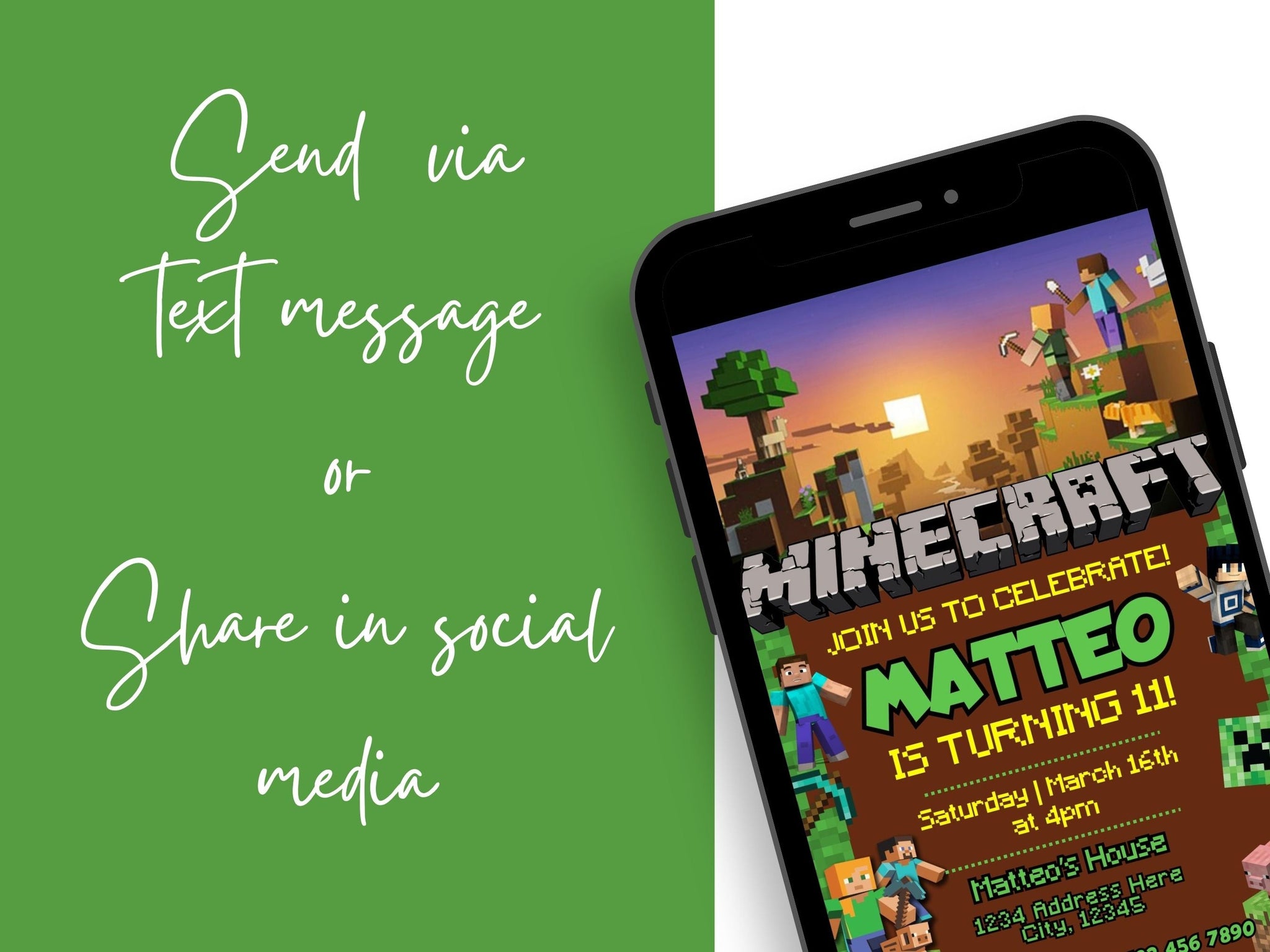 Editable Minecraft Party Invitation – Mama Life Printables