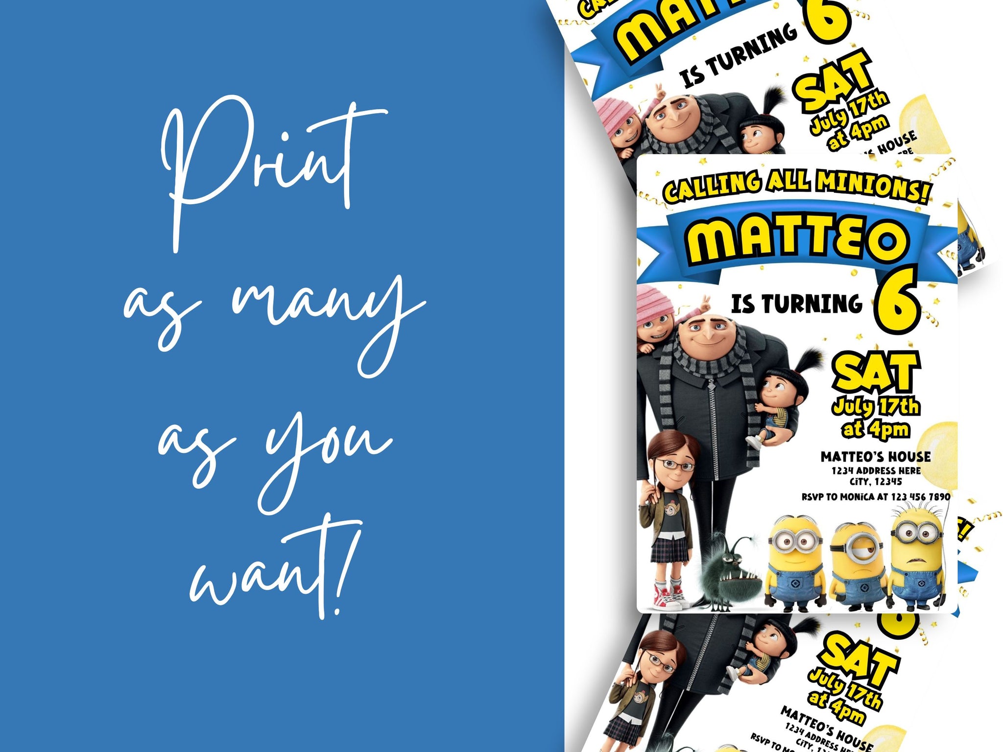 Despicable Me Birthday Invitation – Mama Life Printables